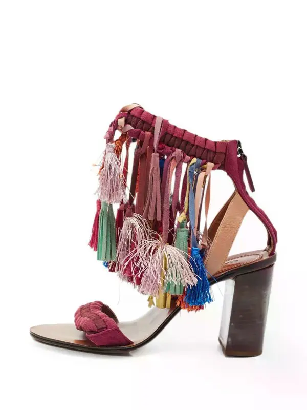 Chloé Rainbow Tassel Sandals - Red