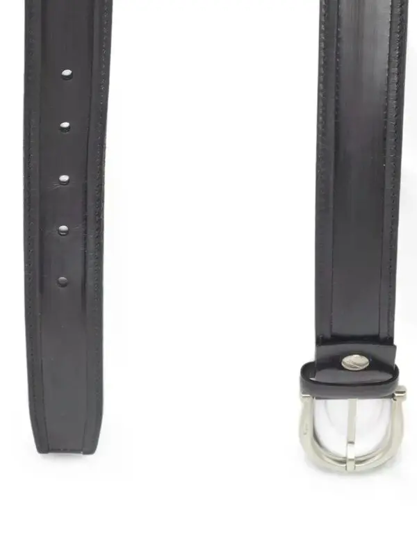 FERRAGAMO Logo Buckle Leather Belt - Black