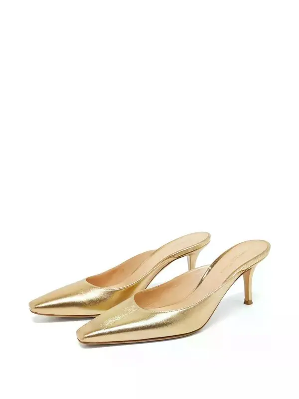 GIANVITO ROSSI Lindsay Heeled Mules - Gold