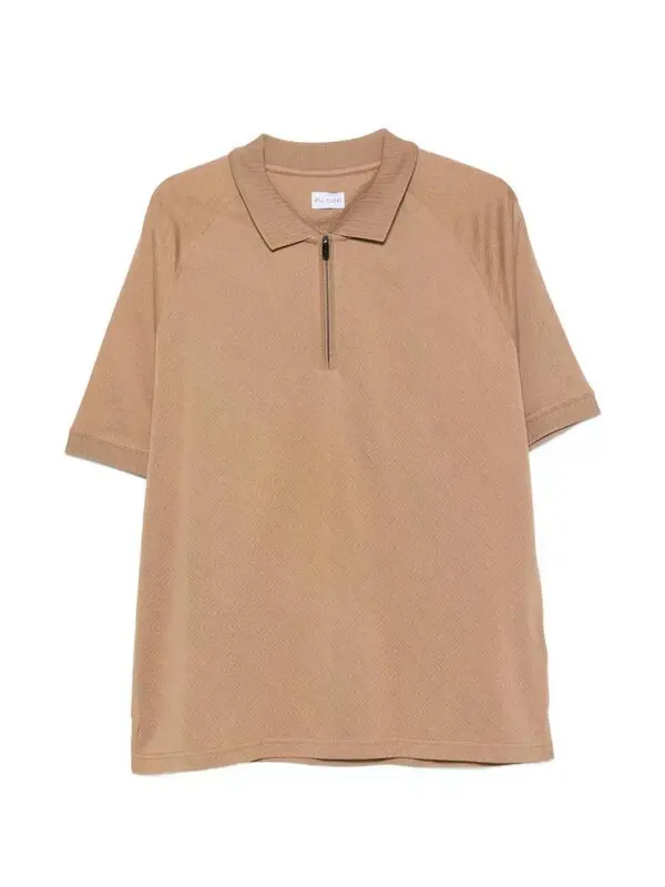 Pal Zileri Geometric-pattern Zip-fastening Polo Shirt - Neutrals