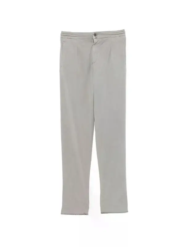Kiton Pleated Trousers With Logo Detail