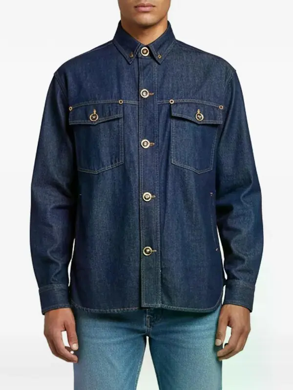 Versace Medusa Head Buttons Denim Shirt