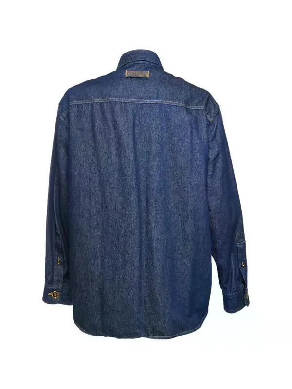 Versace Medusa Head Buttons Denim Shirt