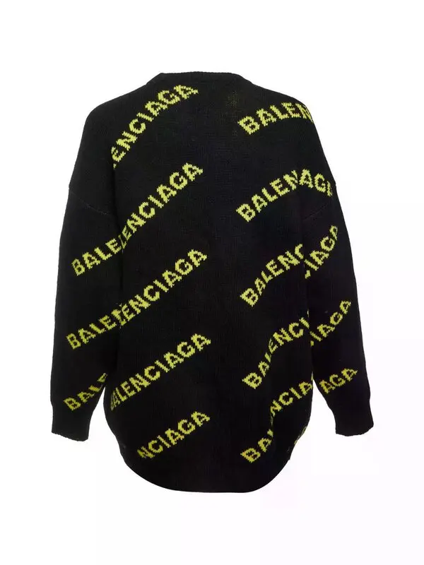 Balenciaga Logo Intarsia Crew Neck Sweater