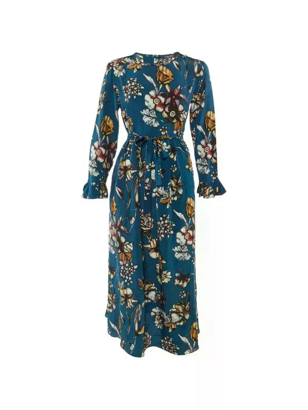 Max Mara Floral Print Silk Midi Dress