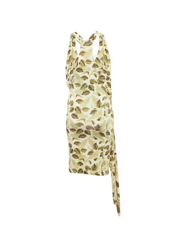 Just Cavalli Draped Leaf-print Dress