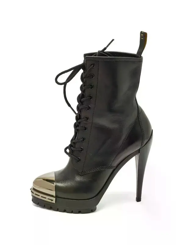 Casadei Platform Ankle Boots With Metal Toe Cap