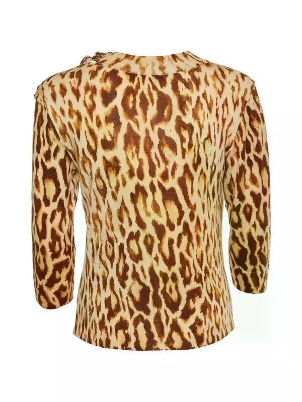 Dior Leopard-print Knotted Mock Neck Top