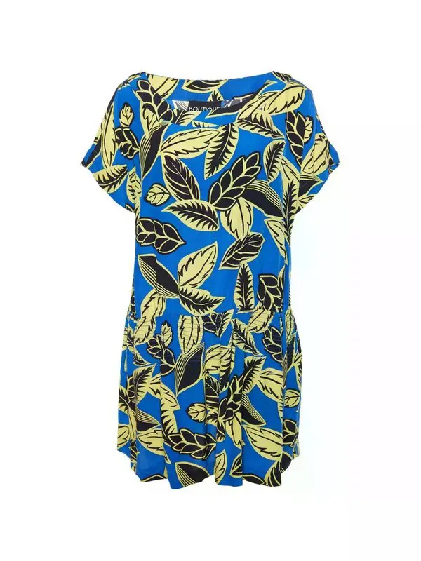 Moschino Leaf-print Shirred Mini Dress