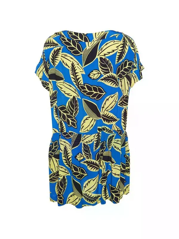 Moschino Leaf-print Shirred Mini Dress