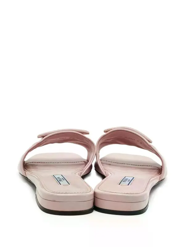 Prada Logo Detail Leather Flat Sandals