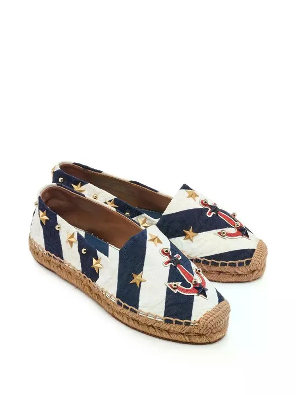 Dolce & Gabbana Striped Star-studded Espadrilles