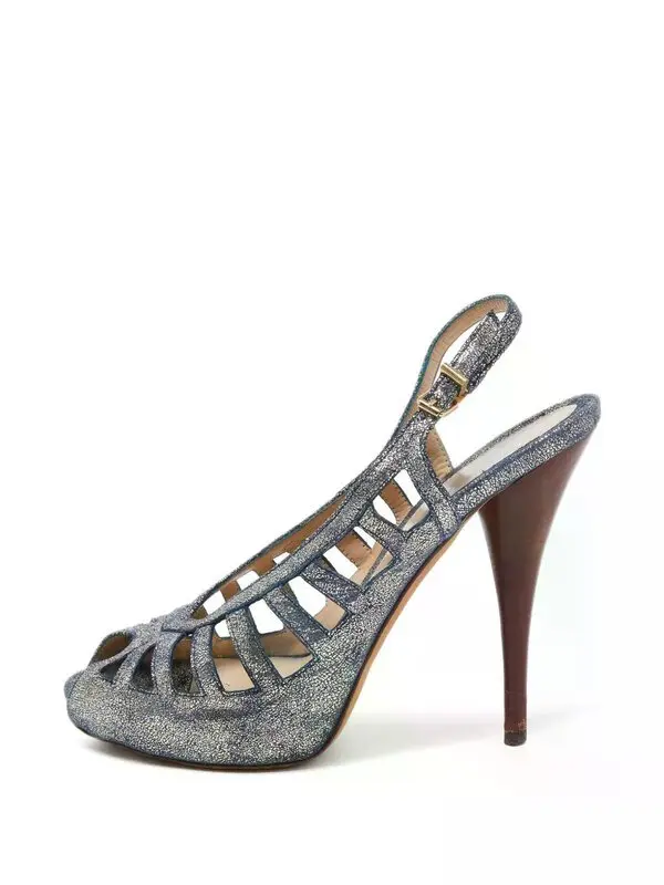 Fendi Suede Cut-out Slingback Stiletto Pumps