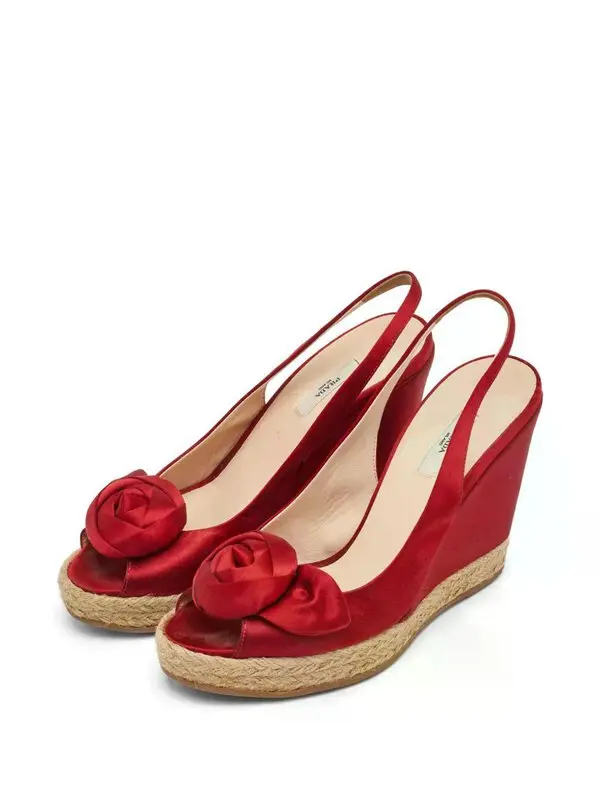 Prada Rose Embellished Slingback Espadrilles