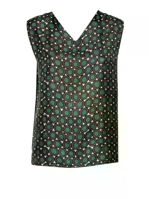 Max Mara Sleeveless Geometric Print Blouse