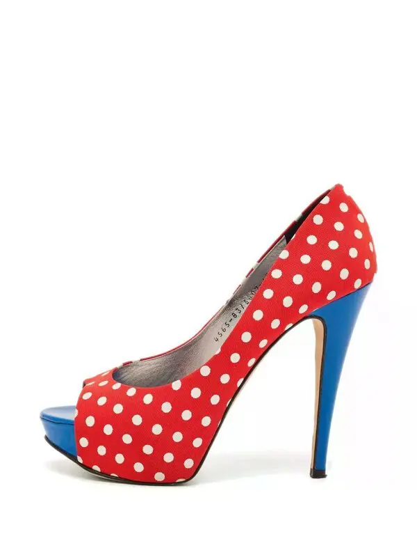 GINA Peep-toe Stiletto Pumps With Polka-dot Print - Red