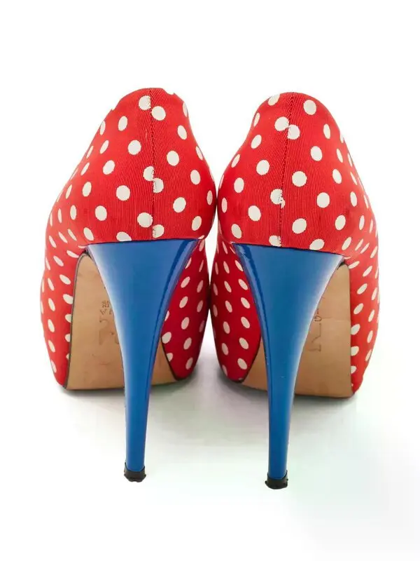 GINA Peep-toe Stiletto Pumps With Polka-dot Print - Red