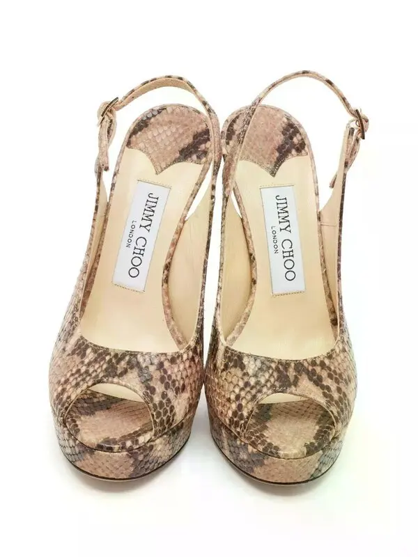 JIMMY CHOO Nova Python-embossed Slingback Pumps - Neutrals