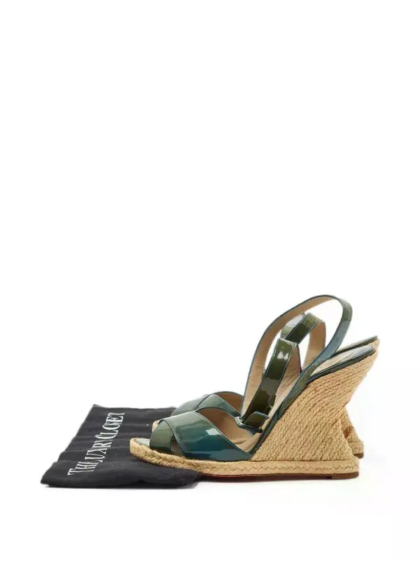 CHRISTIAN LOUBOUTIN Patent Leather Espadrille Wedge Sandals