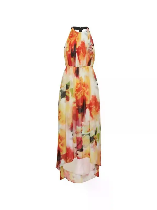 Alice + Olivia Chiffon Leather-trim Maxi Dress