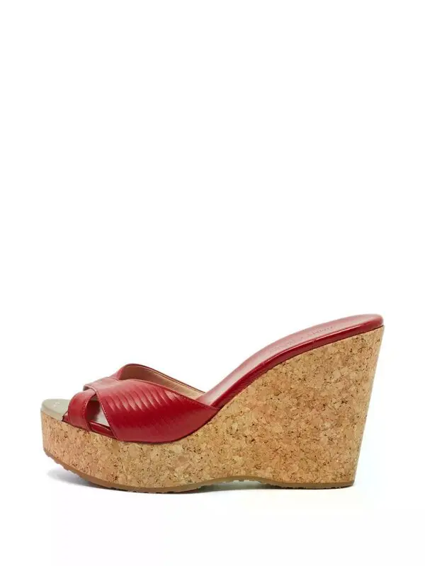 JIMMY CHOO Leather Wedge Sandals