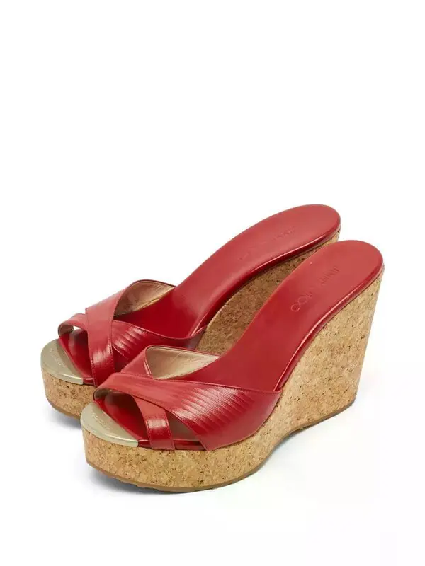 JIMMY CHOO Leather Wedge Sandals