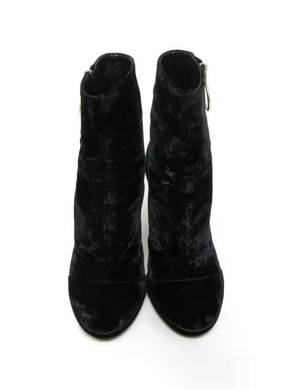 Off-White Velvet Ankle Boots