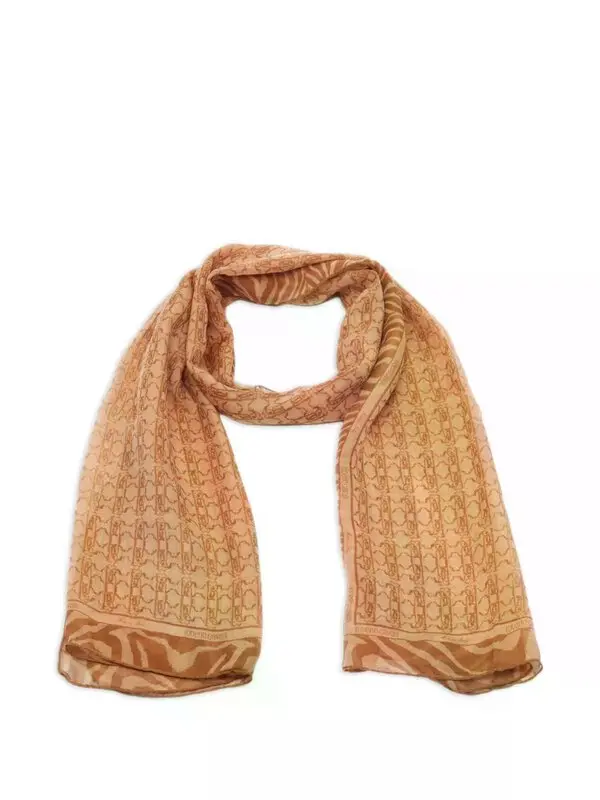 Roberto Cavalli Logo-print Silk Scarf - Brown