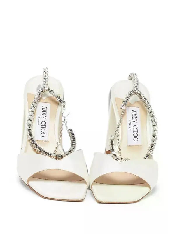 JIMMY CHOO Saeda Embellished Sandals - White
