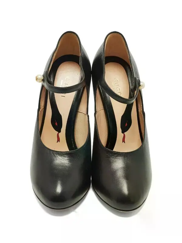 Gucci Lesley Leather Heeled Pumps With Faux-pearl Detail