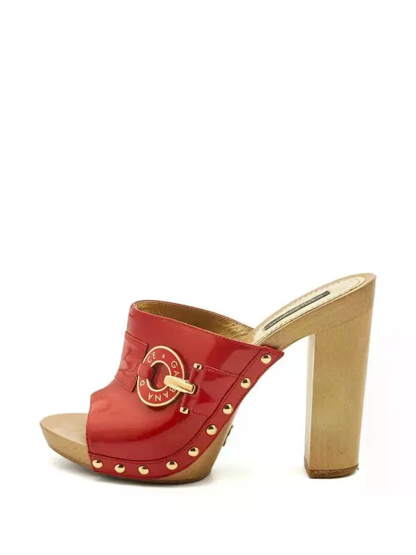 Dolce & Gabbana Studded Patent Leather Sandals