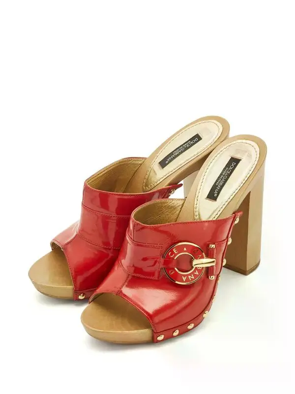 Dolce & Gabbana Studded Patent Leather Sandals