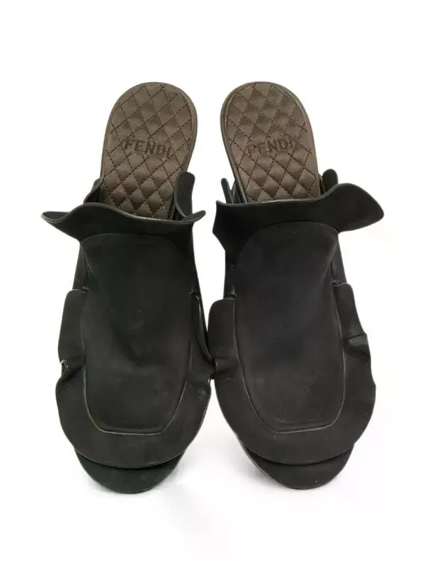 Fendi Nubuck Ruffled Mules