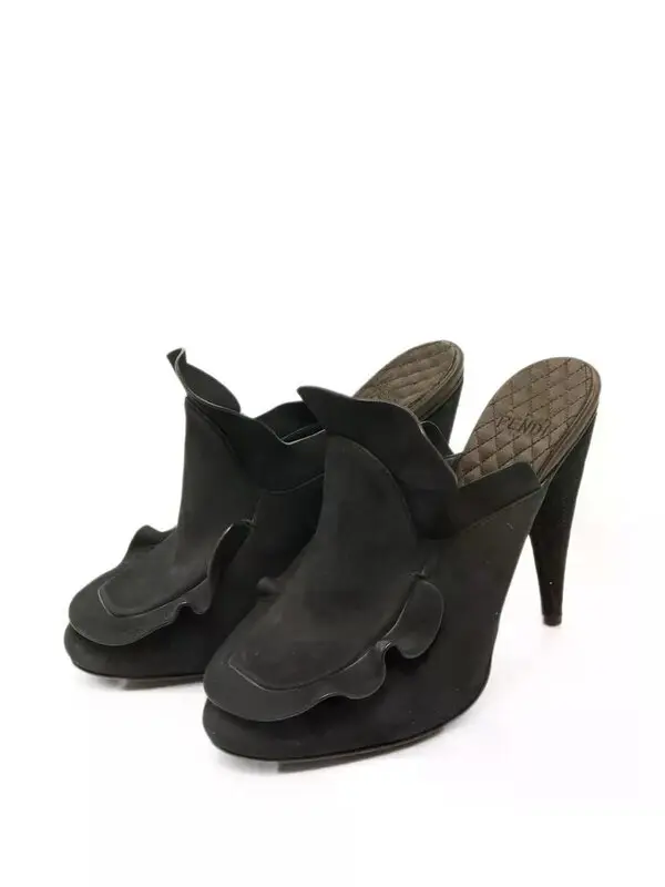 Fendi Nubuck Ruffled Mules