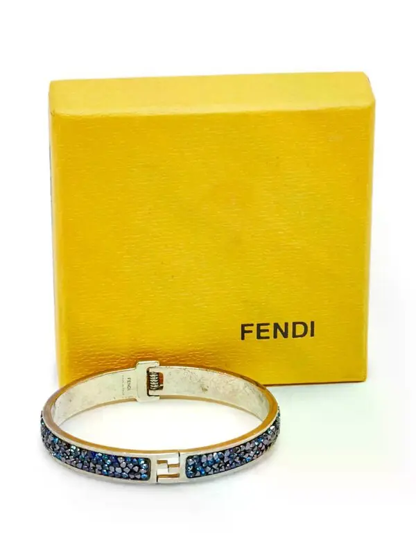 Fendi Tone Crystal Embellished Ff Motif Bracelet