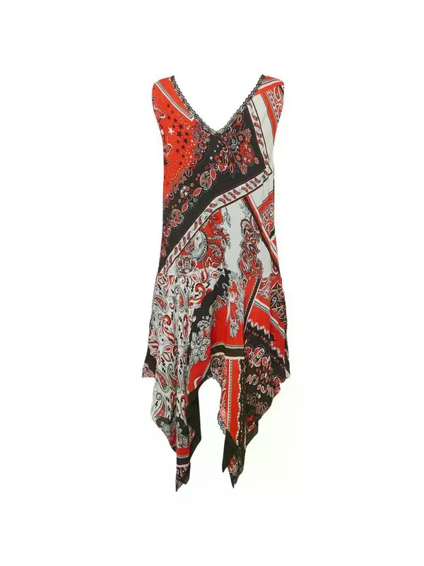 Just Cavalli Graphic Print V-neck Sleeveless Dress