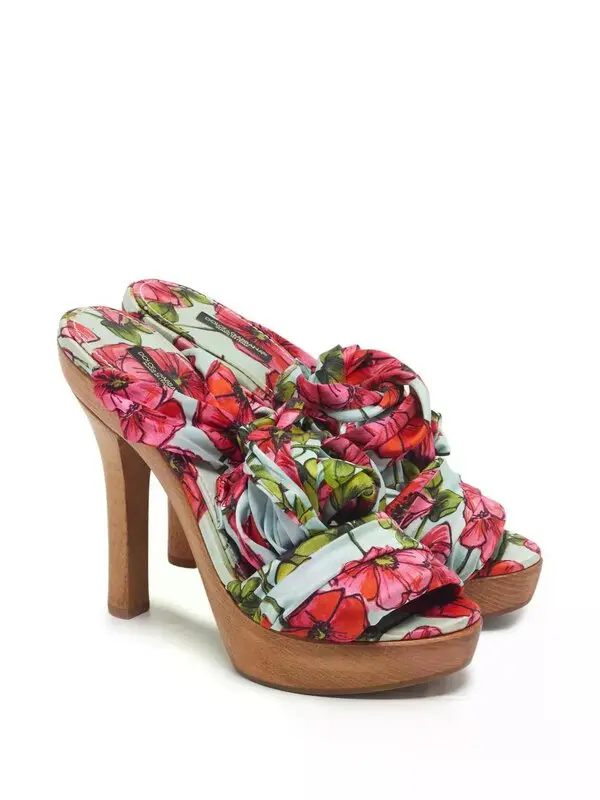 Dolce & Gabbana Floral Print Platform Sandals