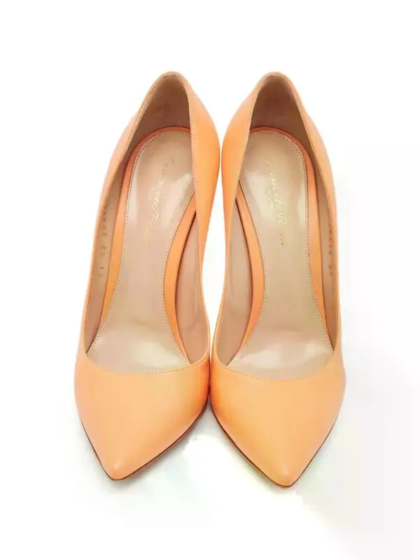GIANVITO ROSSI Pointed-toe Leather Heeled Pumps - Orange
