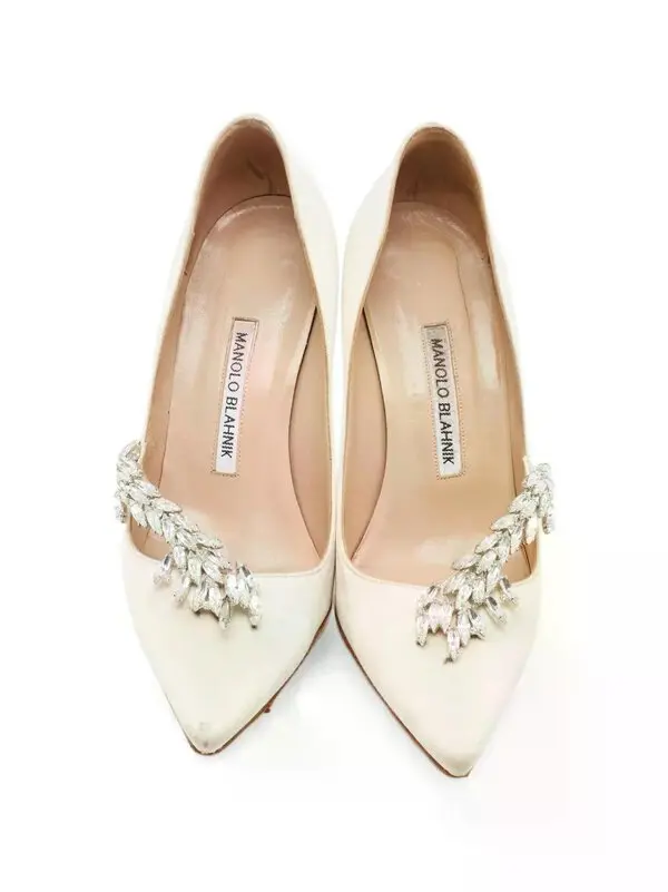 Manolo Blahnik Nadira Crystal Embellished Satin Pumps