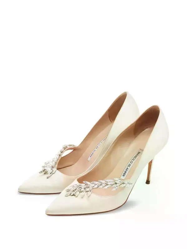Manolo Blahnik Nadira Crystal Embellished Satin Pumps
