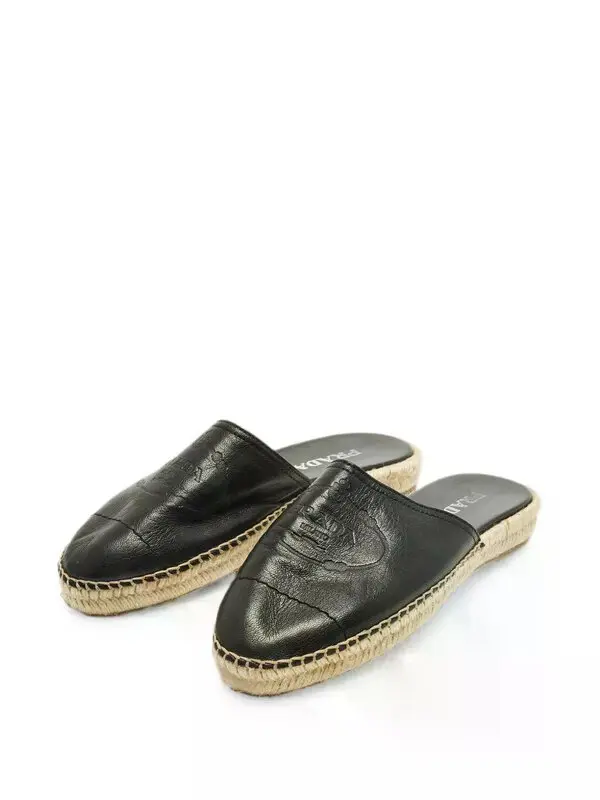 Prada Embossed Logo Espadrille Mules