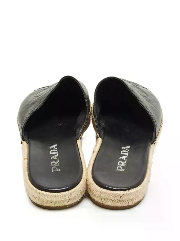 Prada Embossed Logo Espadrille Mules
