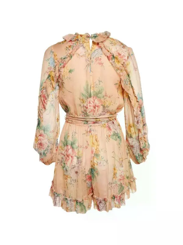 Zimmermann Floral-print Ruffled Playsuit