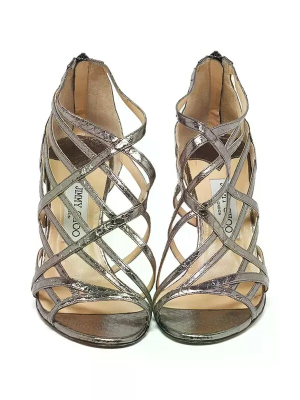 JIMMY CHOO Snakeskin-embossed Cage Sandals