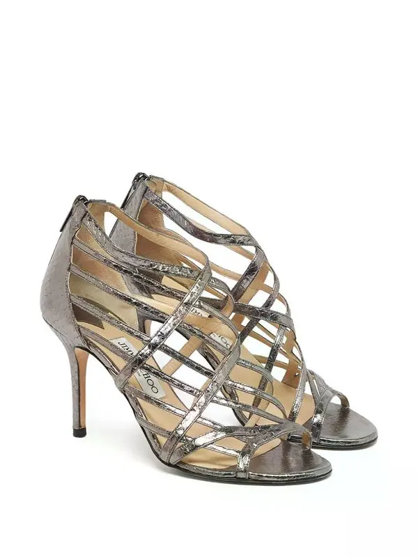 JIMMY CHOO Snakeskin-embossed Cage Sandals