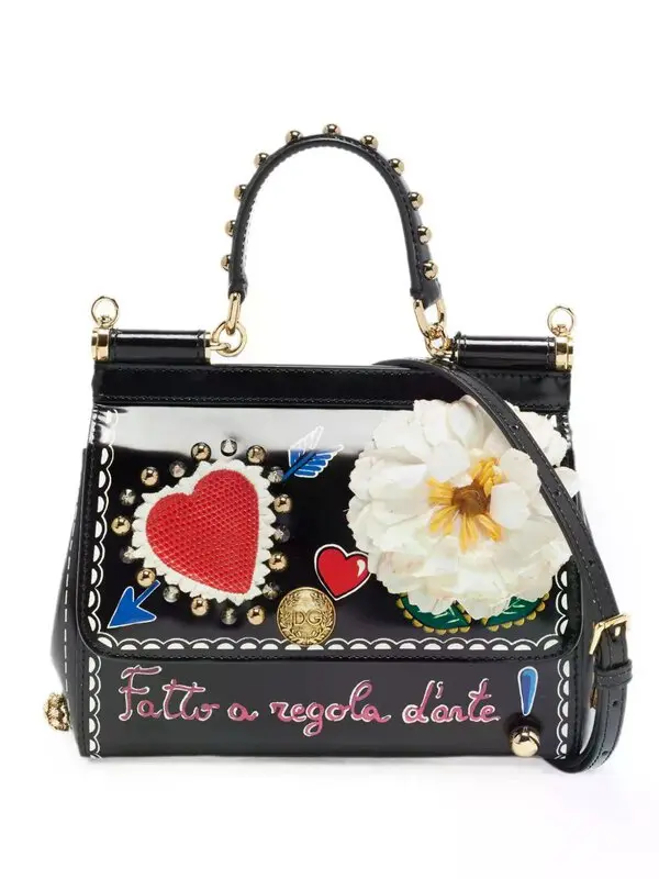 Dolce & Gabbana Miss Sicily Patent Leather Handbag - Black