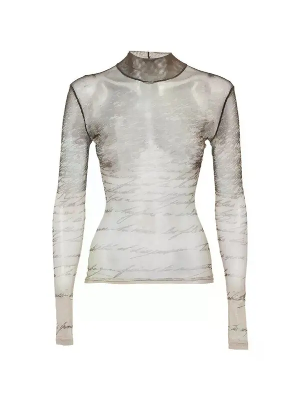Balmain Love Letter-print Sheer Mesh Top