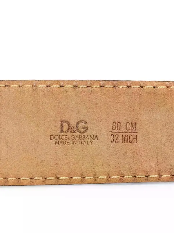 Dolce & Gabbana Red Leather Belt With Plaque Buckle