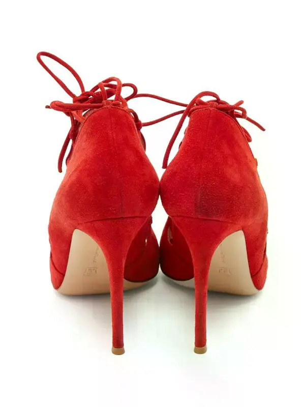 GIANVITO ROSSI Suede Lace-up Open-toe Ankle Boots
