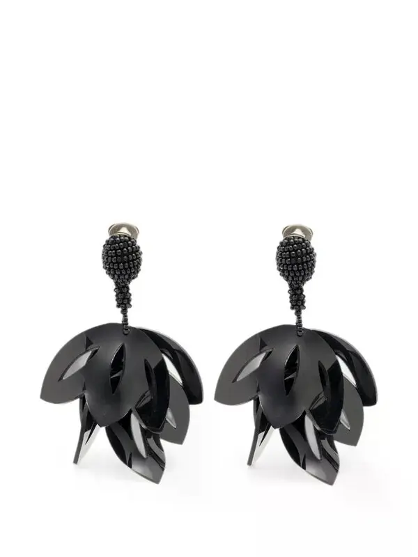 Oscar De La Renta Beaded Clip-on Earrings - Grey